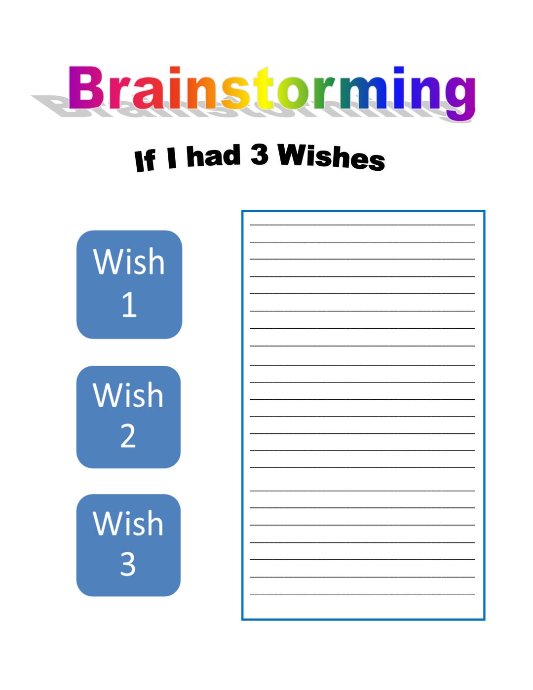 3 Wishes Activity Sheet - Etsy