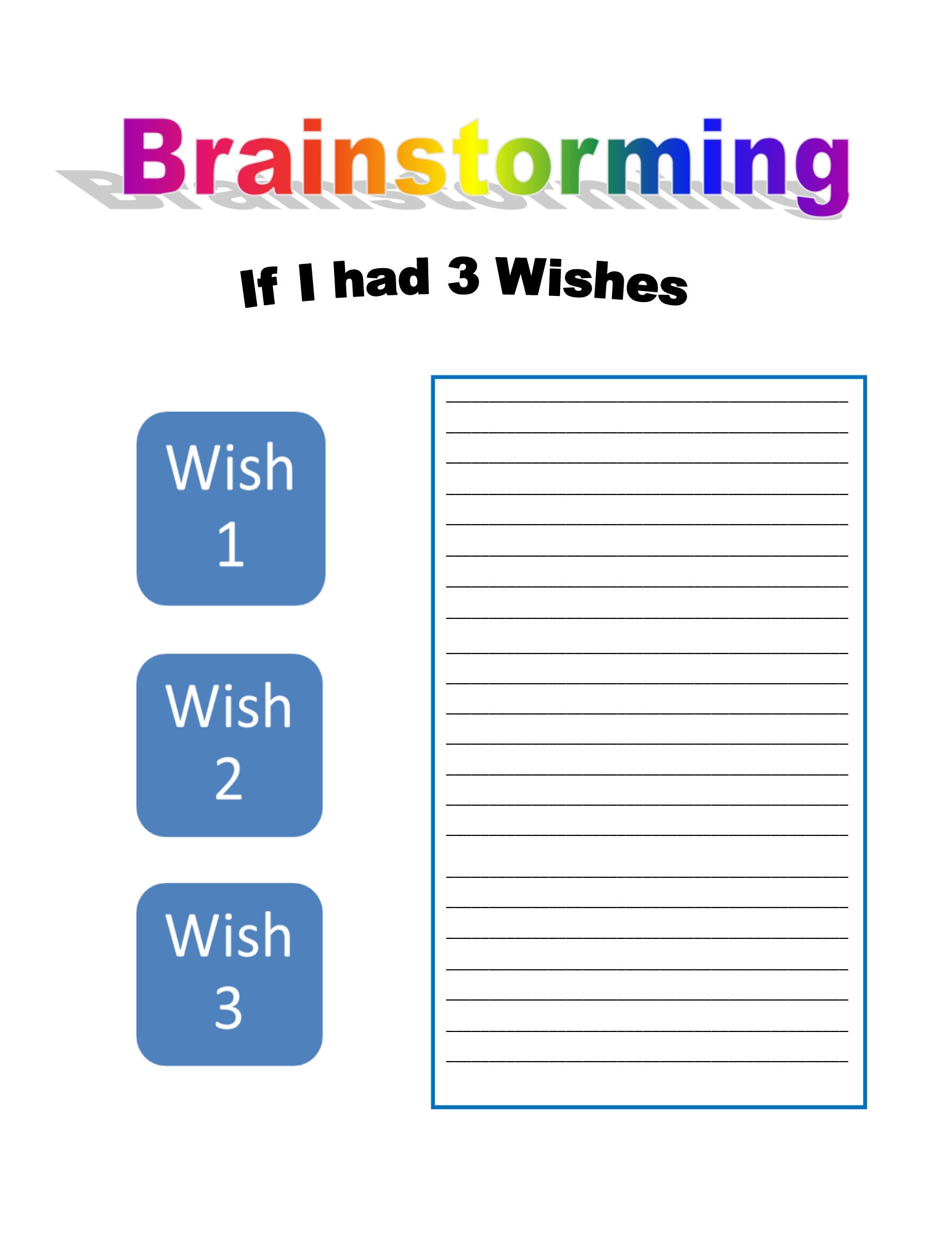 3 Wishes Activity Sheet - Etsy