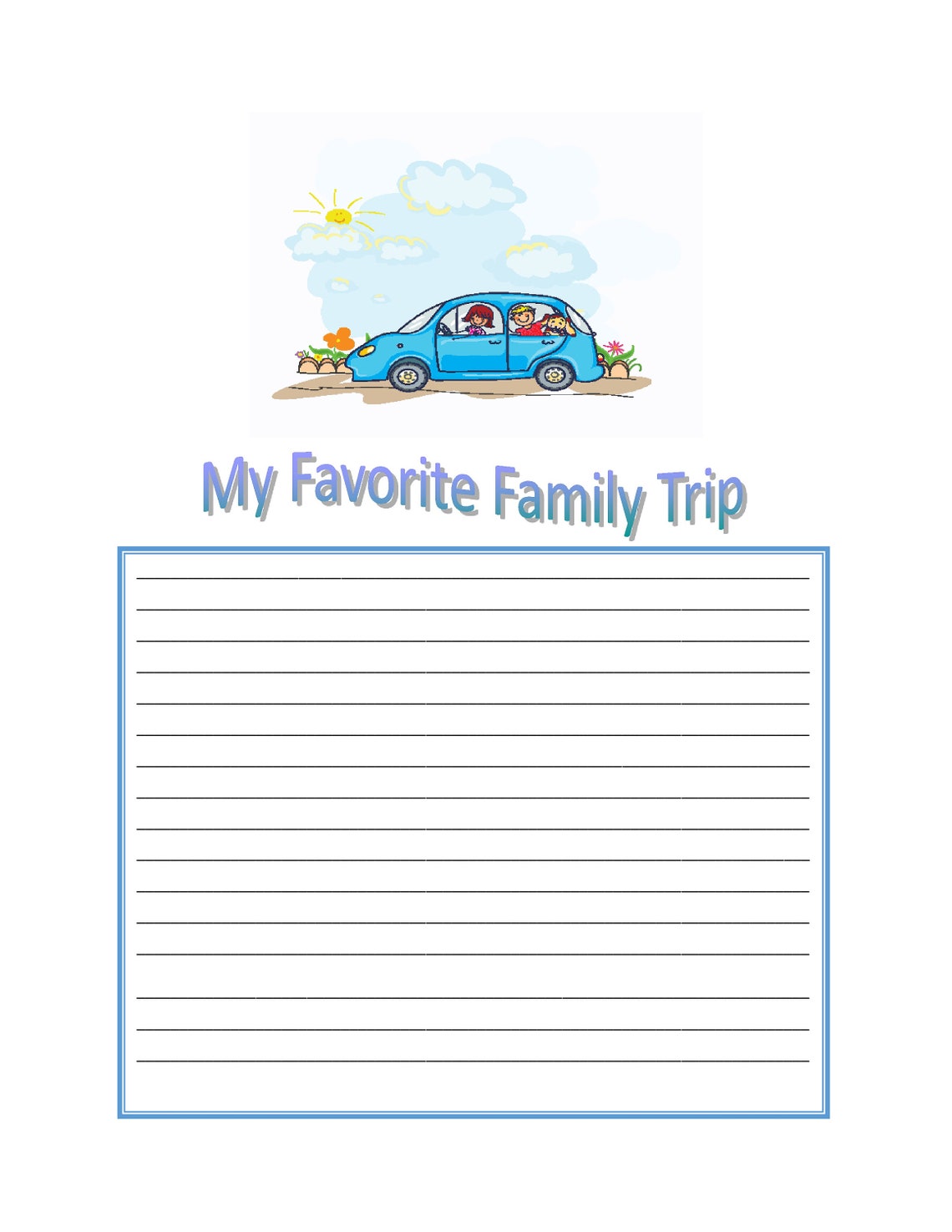 My Favorite Family Trip Activity Sheet - Etsy