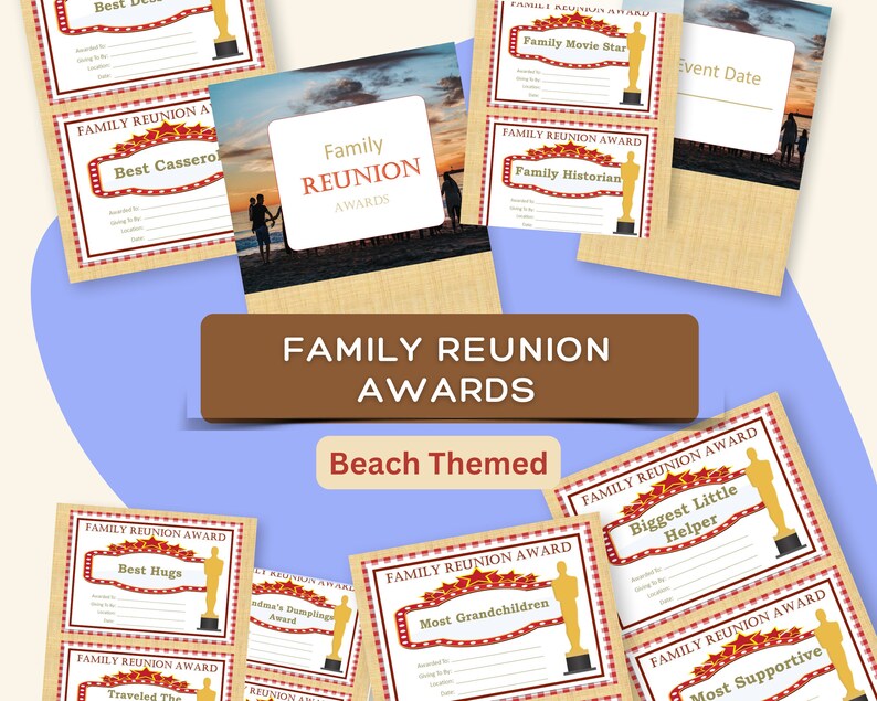 Family Reunion Awards Certificates-beach Theme - Etsy