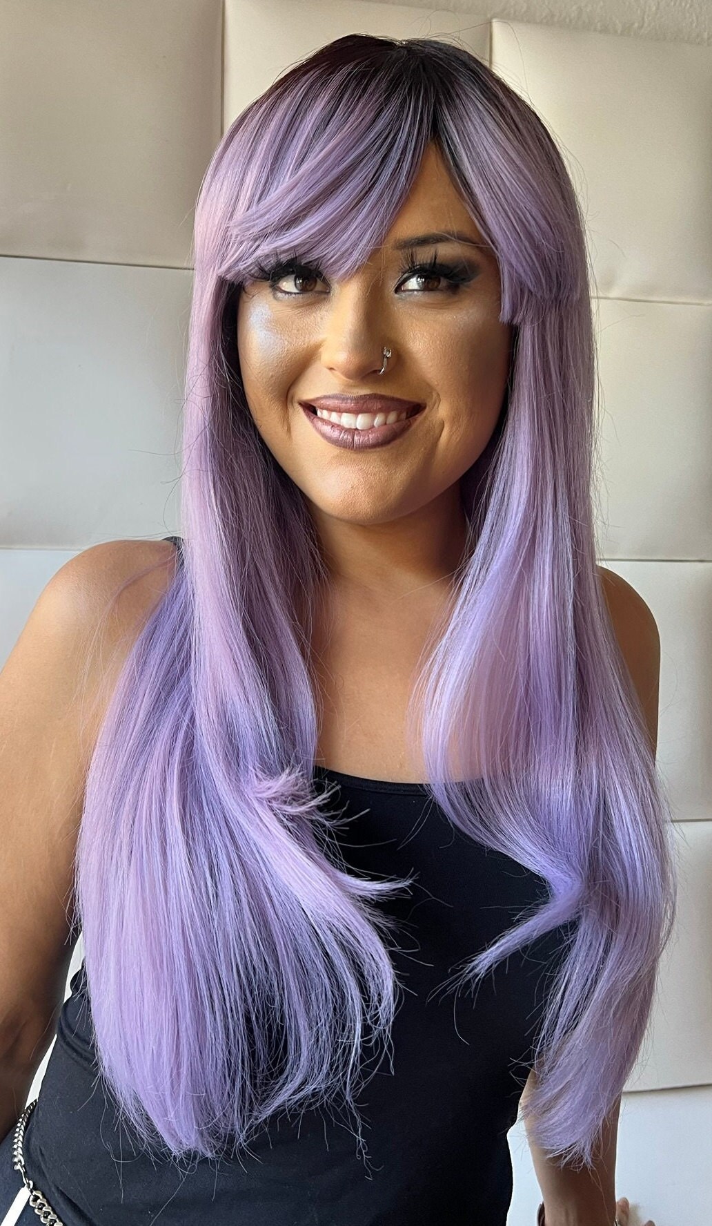 Full Wig Light PURPLE LILAC LAVENDER Long Sleek Straight - Etsy