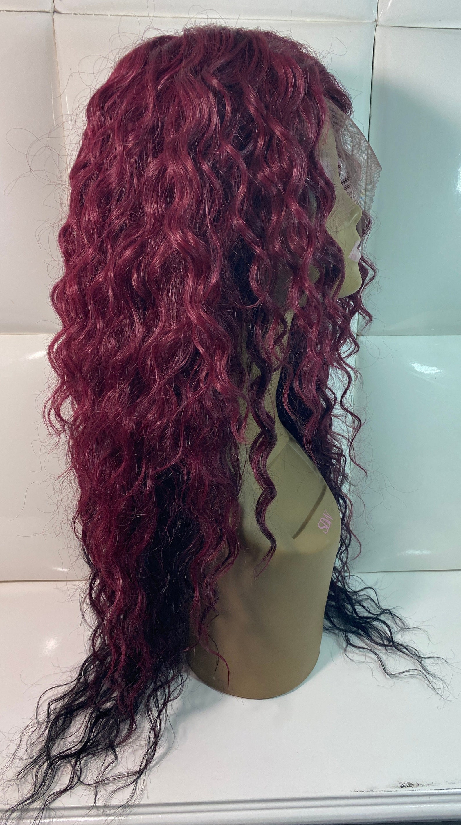 BURGUNDY RED WINE Swiss Lace Front Wig Deep Part Long - Etsy