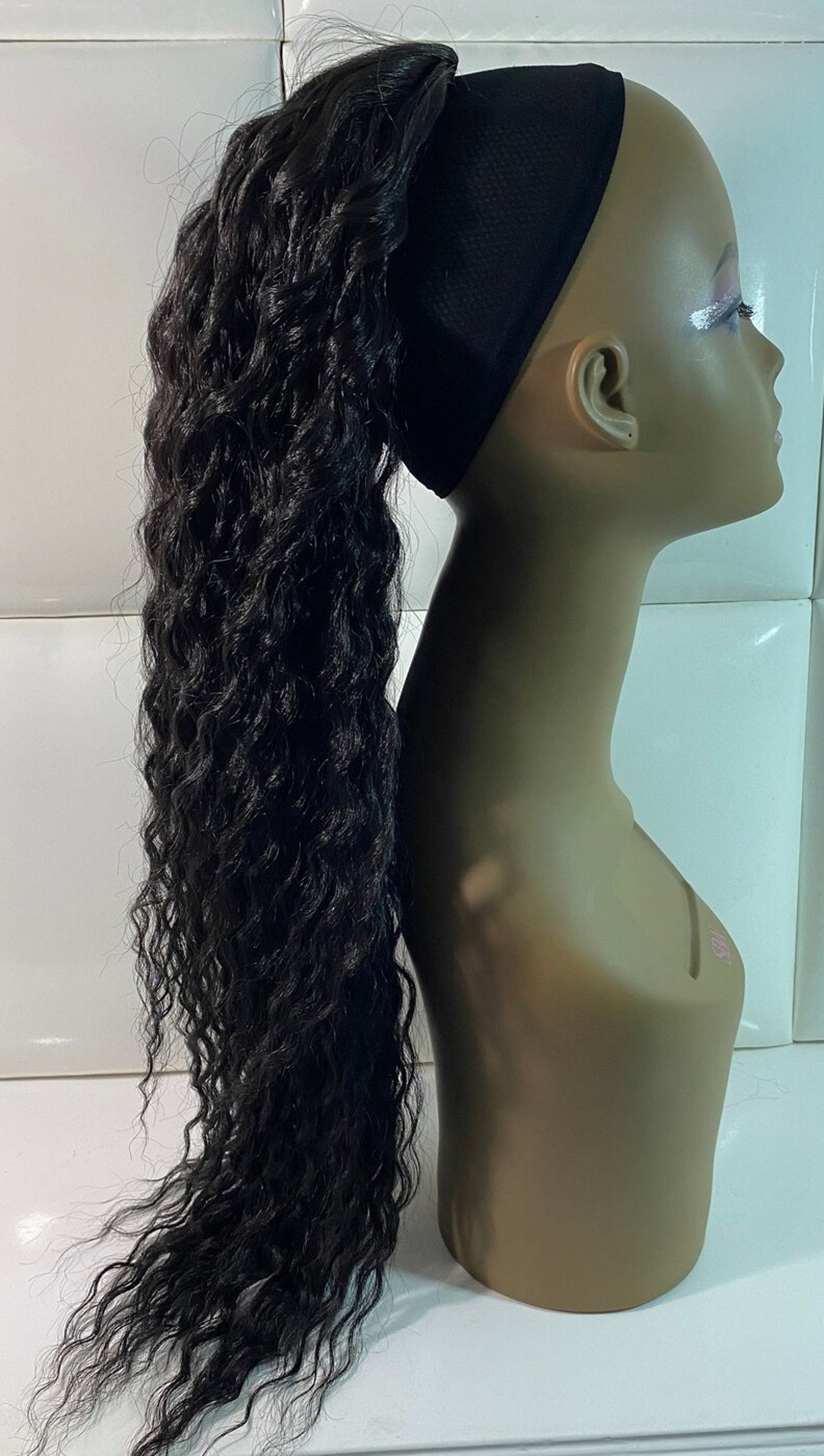 Drawstring Ponytail Extension DARKEST BROWN / Soft Black | Etsy