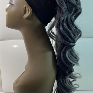 SILVER GREY GRAY Drawstring Ponytail Extension * Human Hair & Synthetic ...