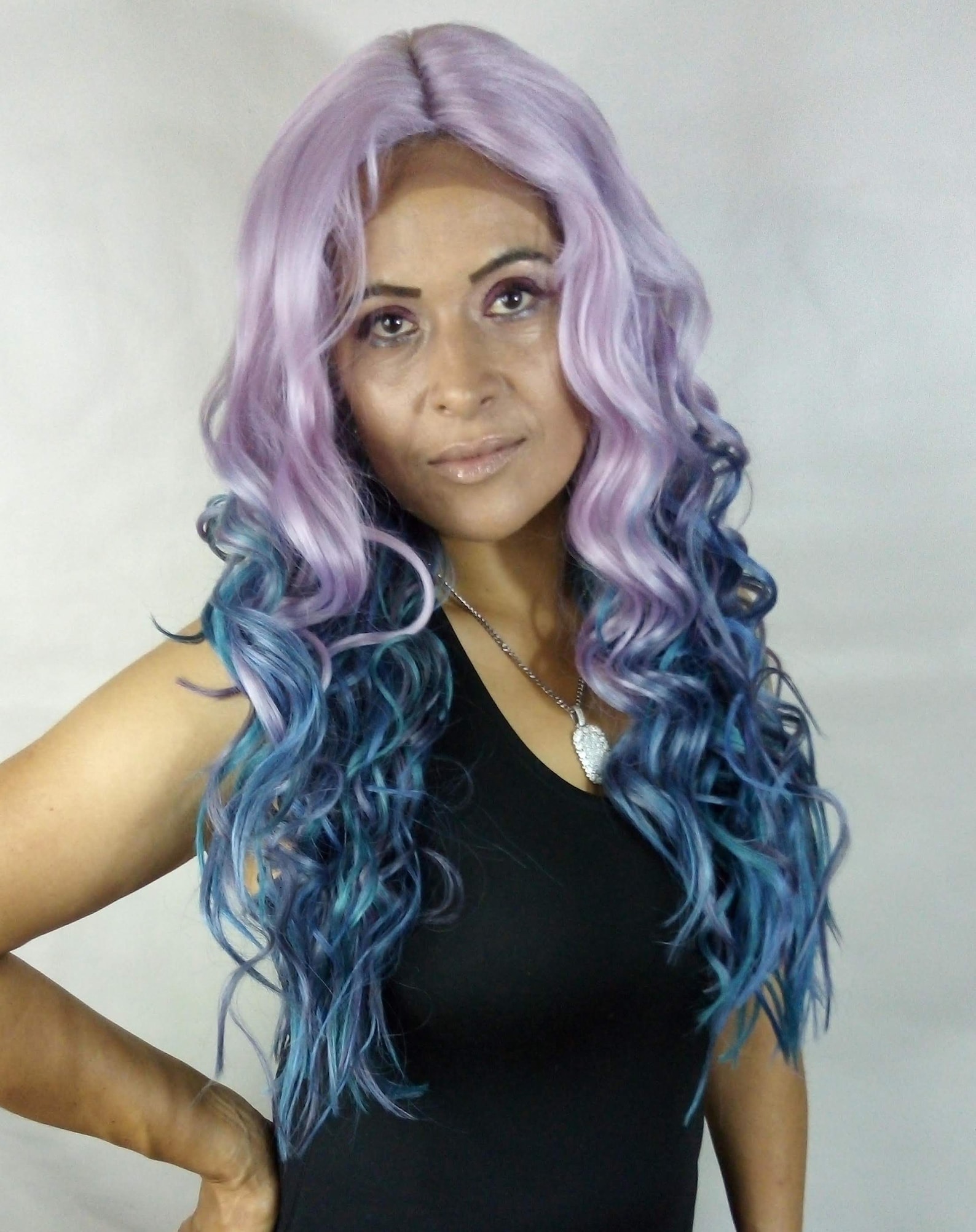 Synthetic Lace Front Wig Purple Lilac Lavender Teal Blue | Etsy