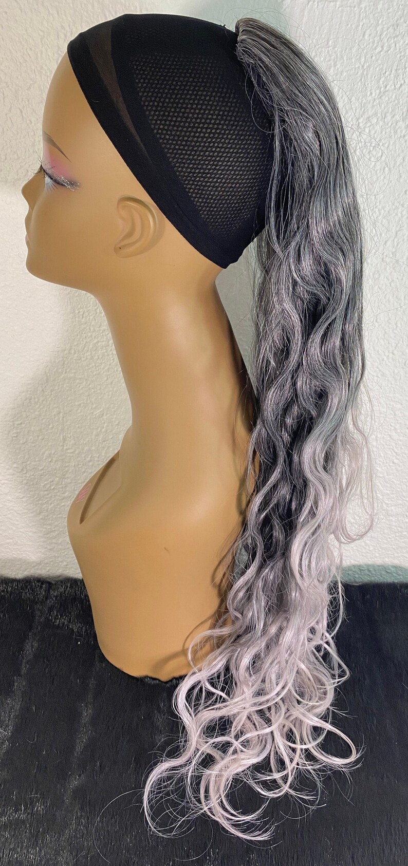 GREY SILVER HUMAN & Synthetic Drawstring Ponytail Extension - Etsy