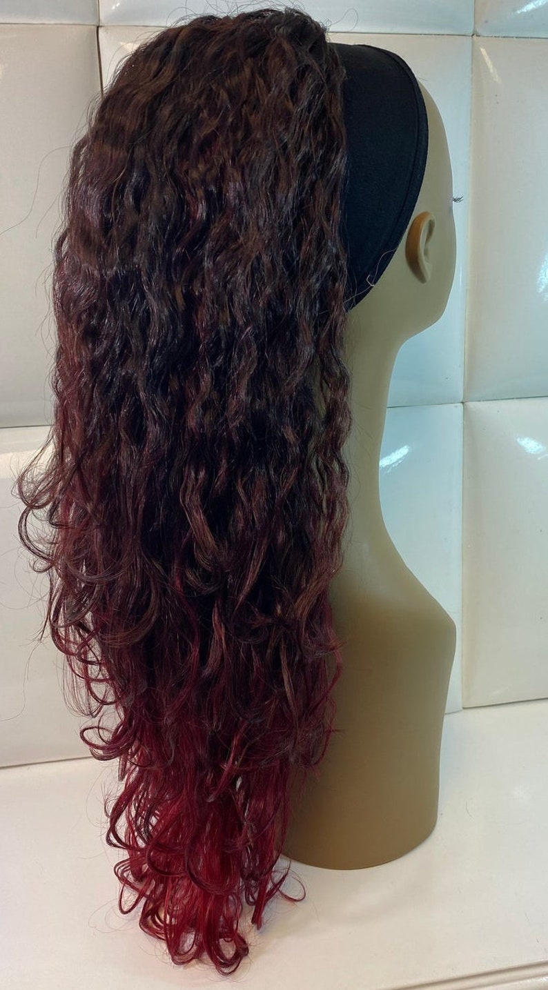 Drawstring Ponytail Extension DEEP BURGUNDY RED dark Roots - Etsy