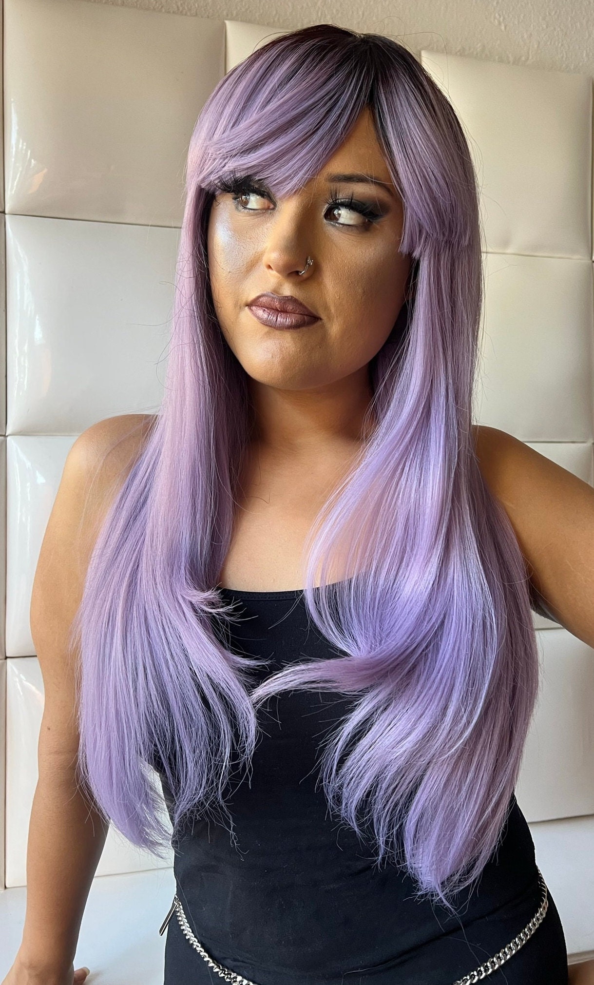 Full Wig Light PURPLE LILAC LAVENDER Long Sleek Straight - Etsy