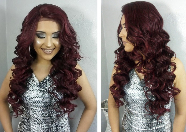 Synthetic Swiss Lace Front Wig Burgundy / Wine / Maroon - Etsy