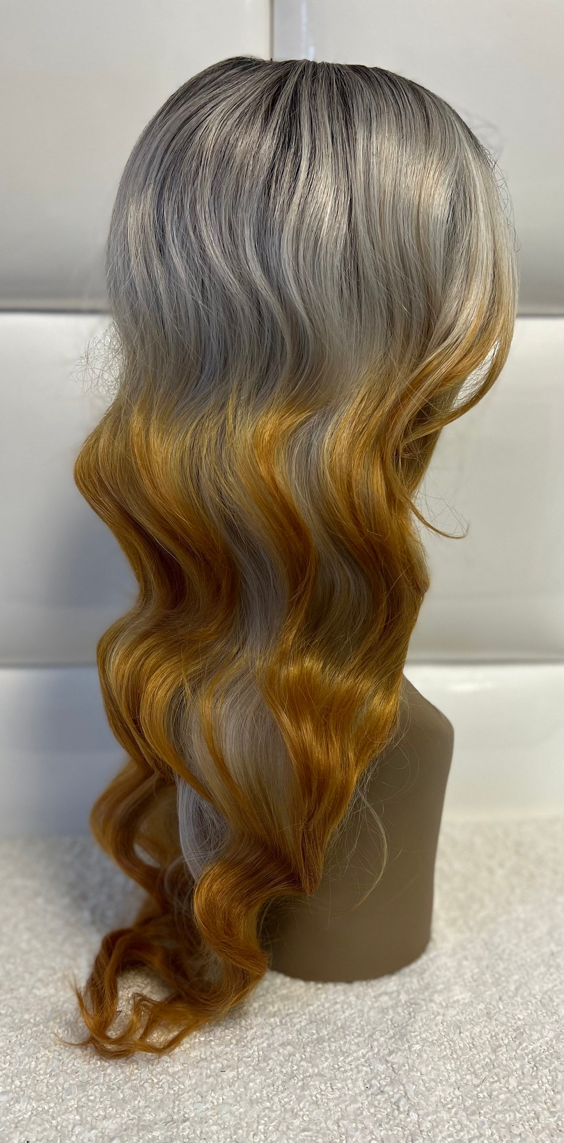 YELLOW PLATINUM BLONDE Dark Roots Lace Part Wig Multicolor - Etsy