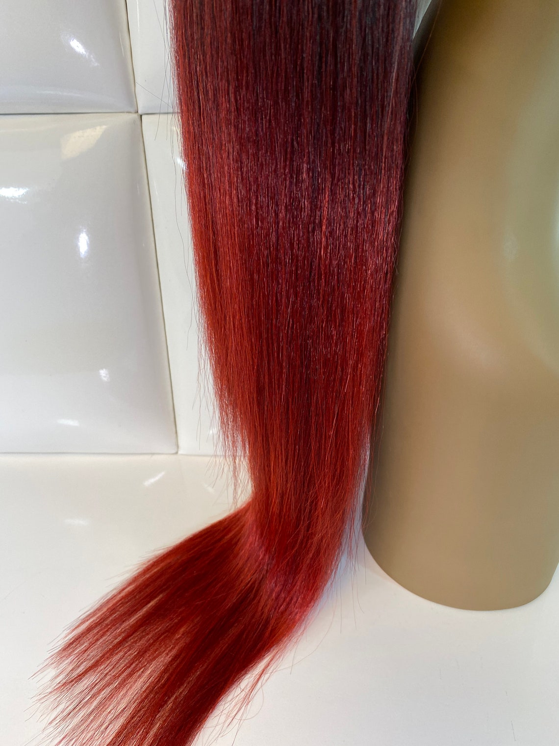 Drawstring Ponytail Human Hair & Synthetic Fiber BRIGHT CHERRY | Etsy