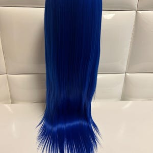 ELECTRIC BLUE Lace Front Wig - Extra Long Straight - 100% Synthetic ...