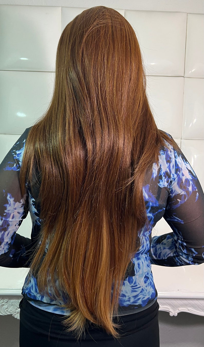 Golden Brown And Amber Blonde Lace Front Wig Ombre Chestnut Etsy