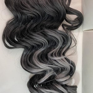 SILVER GREY GRAY Drawstring Ponytail Extension * Human Hair & Synthetic ...