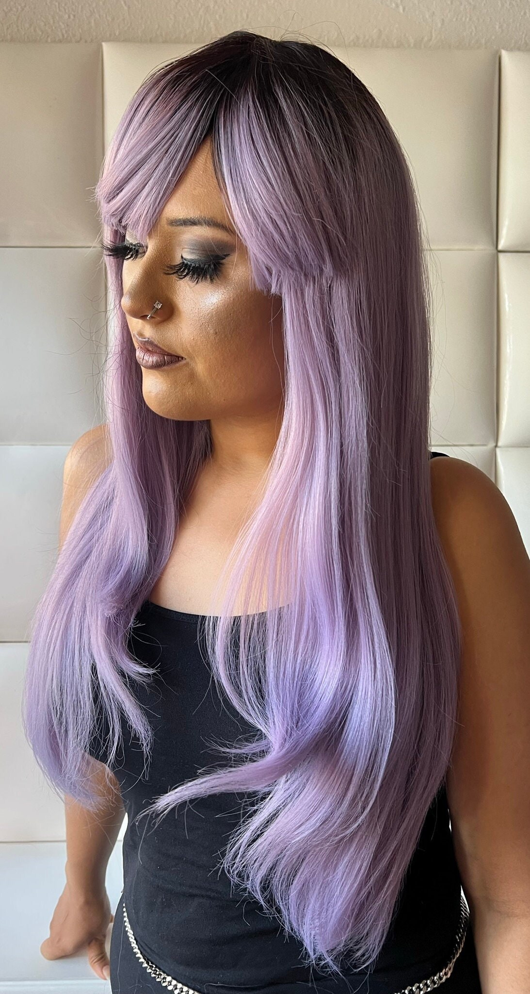 Full Wig Light PURPLE LILAC LAVENDER Long Sleek Straight - Etsy
