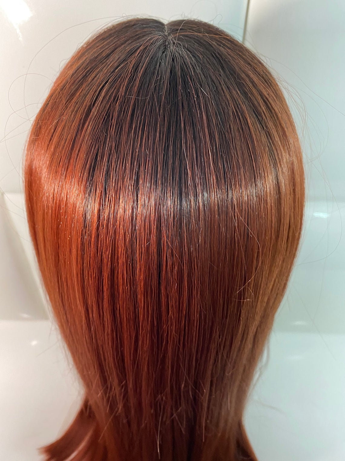 Lace Front Wig COPPER RED HAIR dark roots Long Straight | Etsy