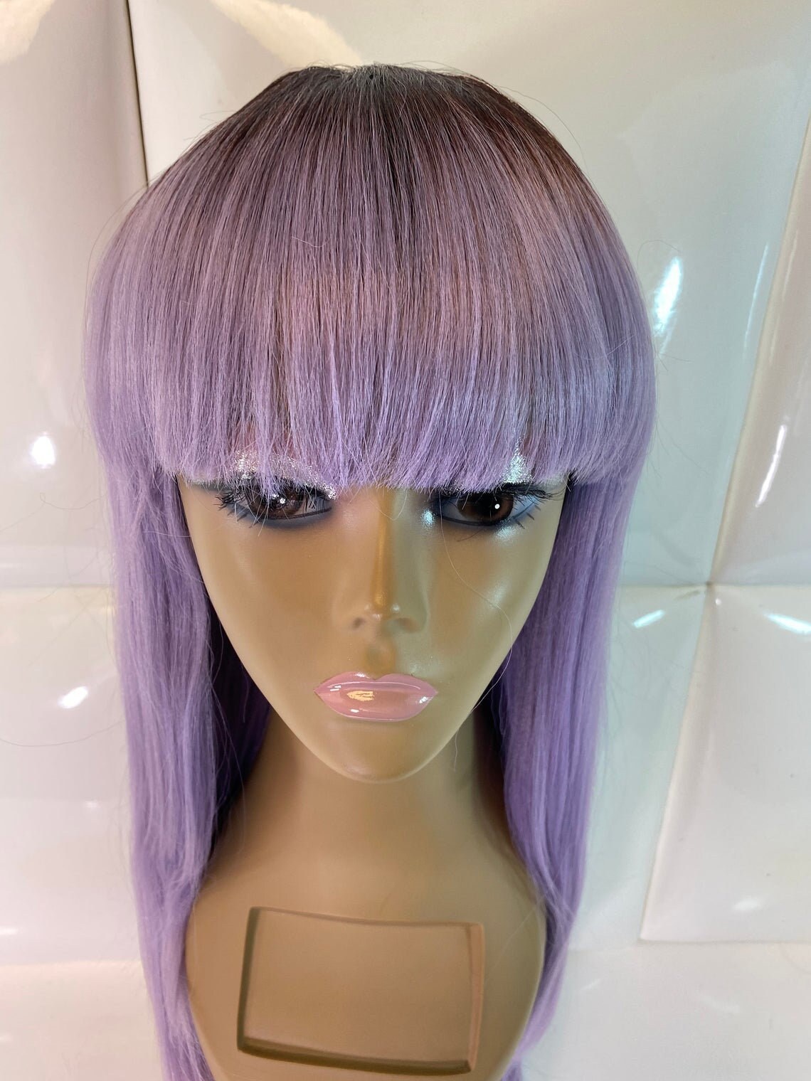 Full Wig Light PURPLE LILAC LAVENDER Long Sleek Straight - Etsy