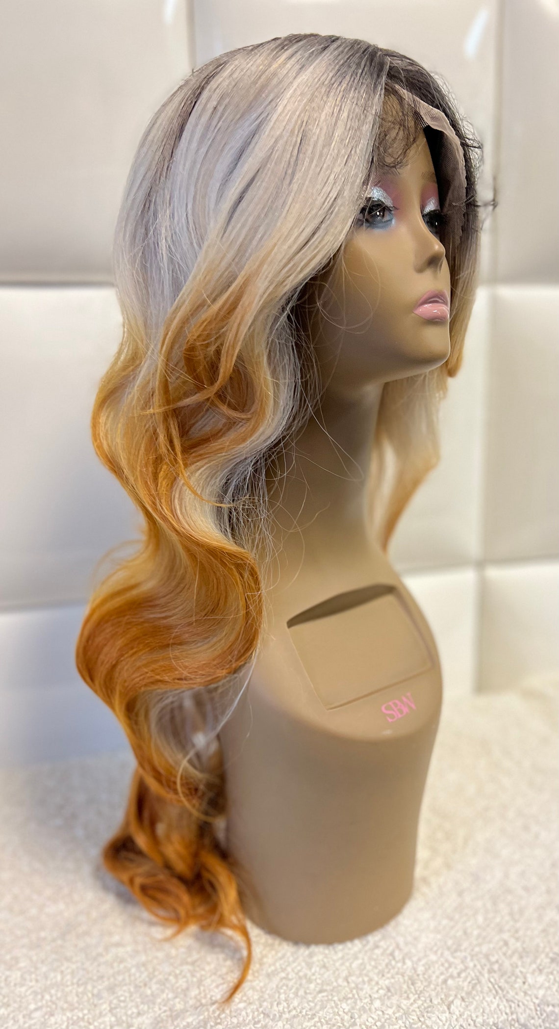 YELLOW PLATINUM BLONDE Dark Roots Lace Part Wig Multicolor - Etsy