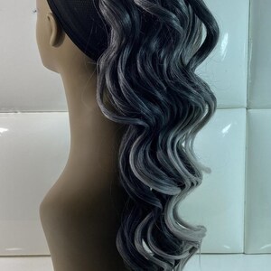 SILVER GREY GRAY Drawstring Ponytail Extension * Human Hair & Synthetic ...