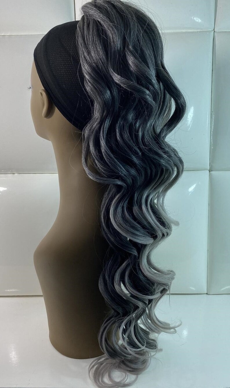 SILVER GREY GRAY Drawstring Ponytail Extension Human Hair & - Etsy