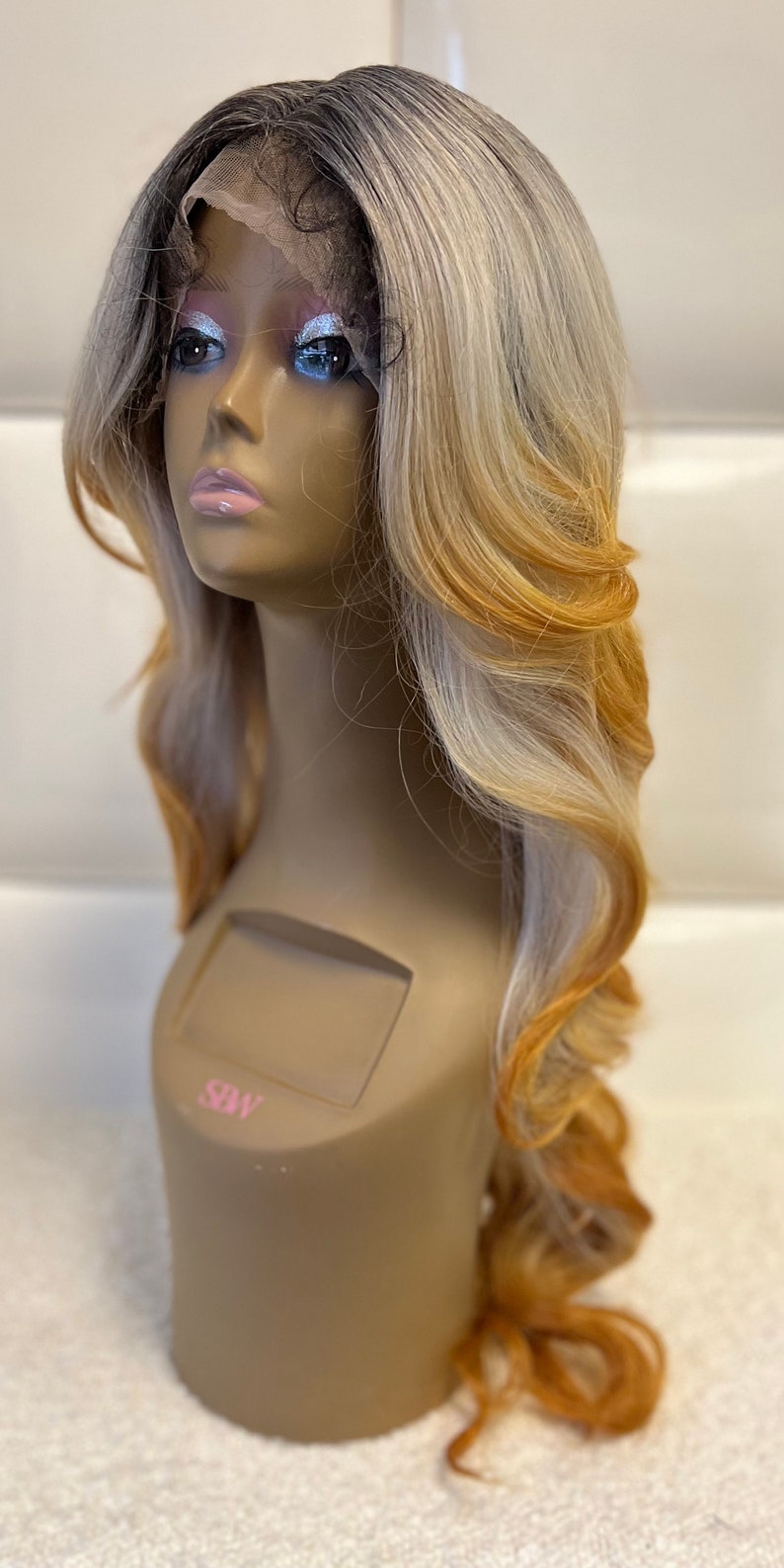 YELLOW PLATINUM BLONDE Dark Roots Lace Part Wig Multicolor - Etsy