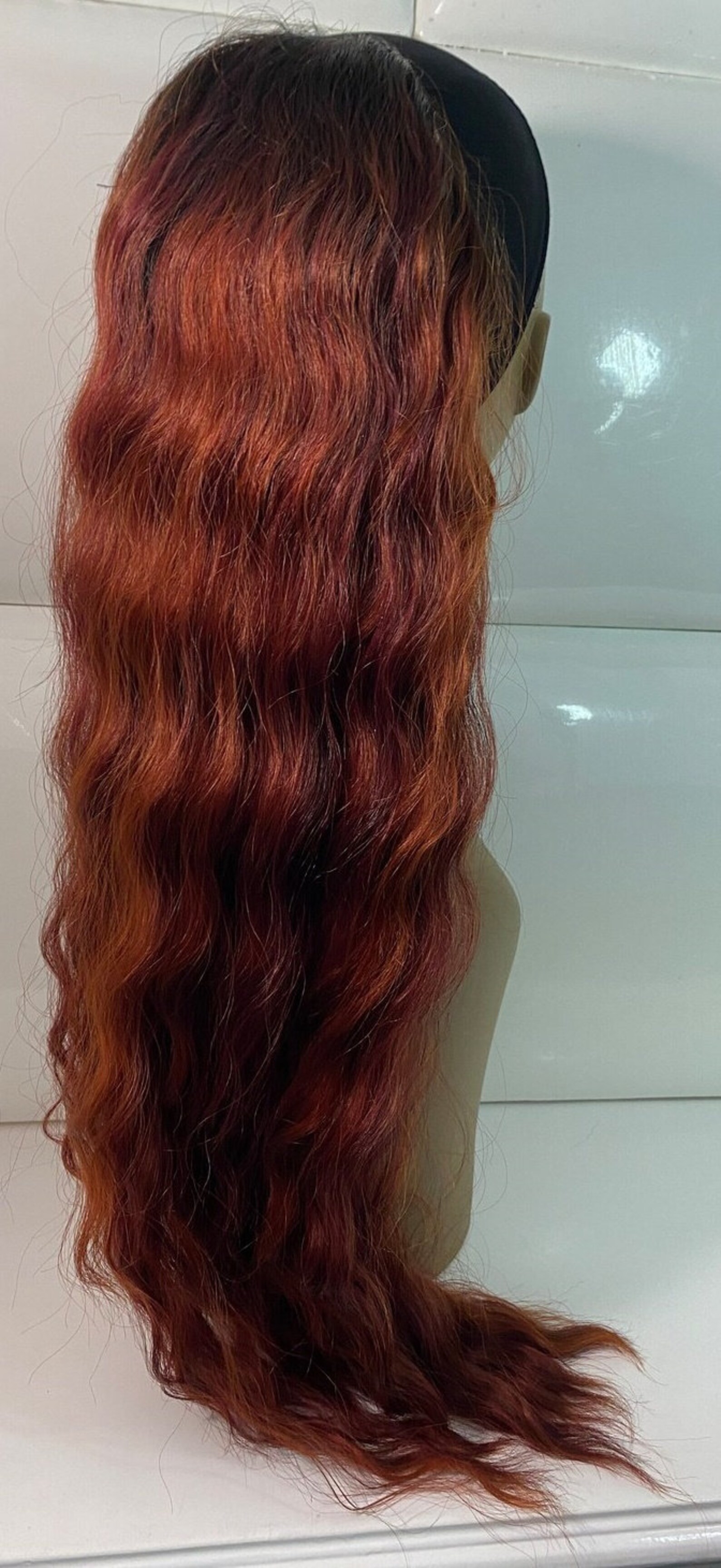 Drawstring Ponytail Extension COPPER AUBURN RED (dark Roots) * Long ...