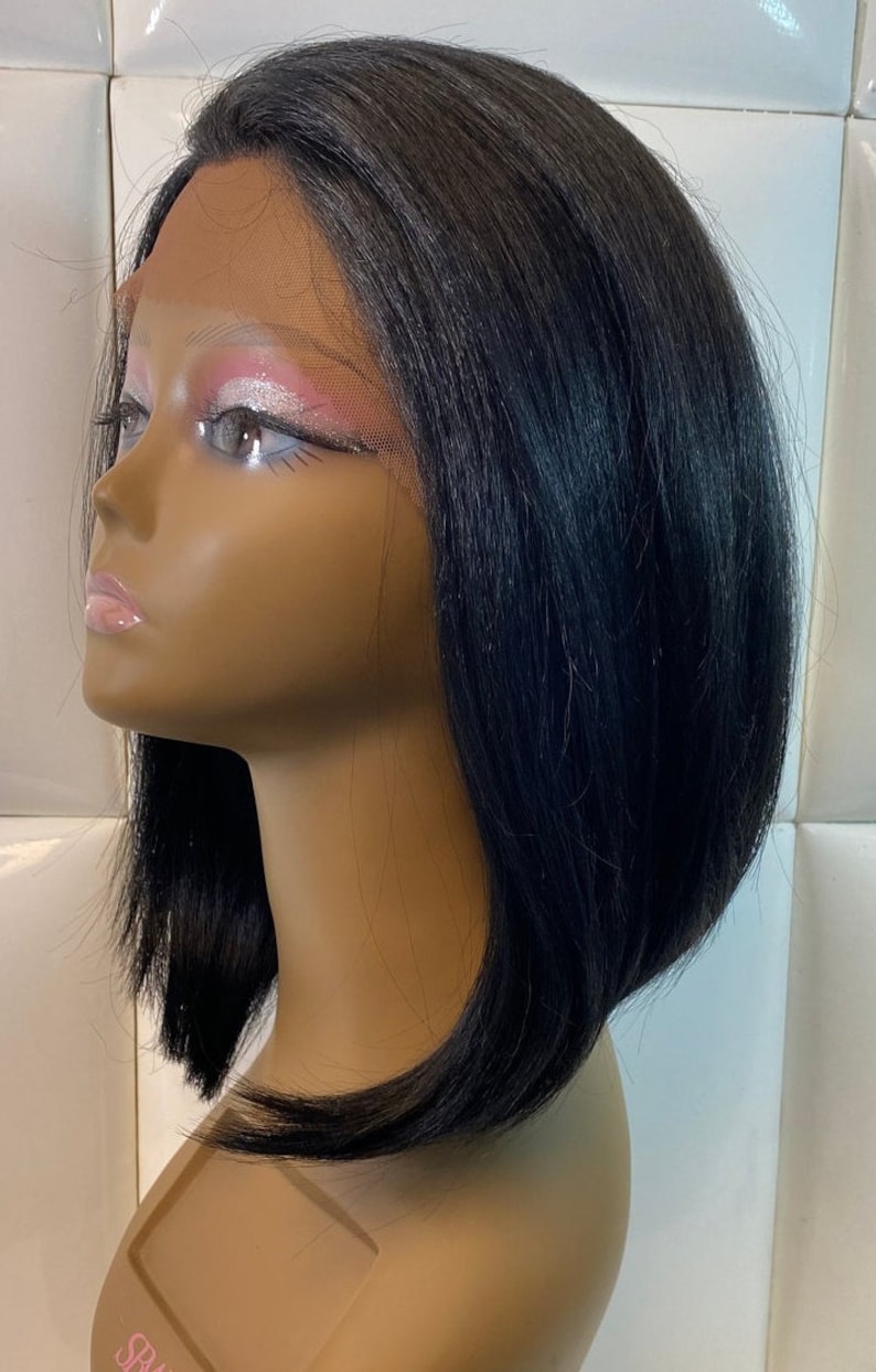 HUMAN Hair & Synthetic Blend Wig SOFT BLACK Swiss Lace - Etsy