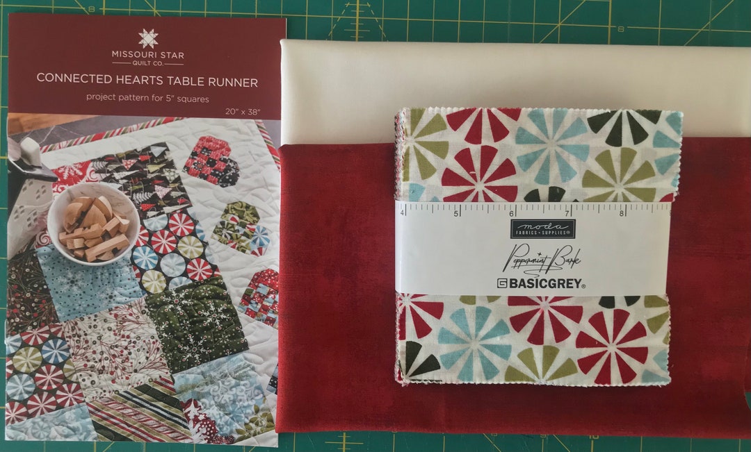 Connected Hearts Table Runner Quilt Kit -peppermint Bark Fabric by ...