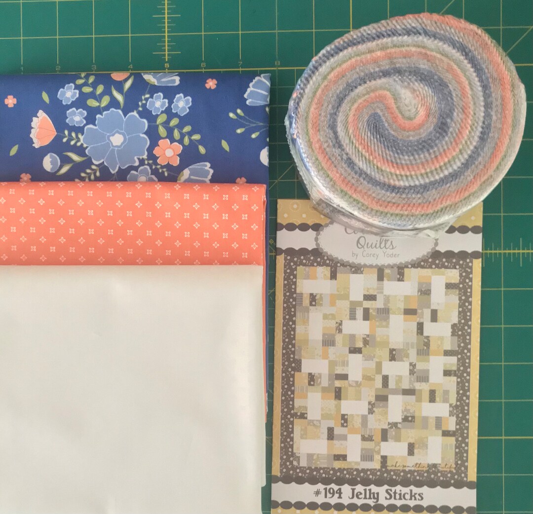 Peachy Keen Quilt Kit by Corey Yoder- (dark Blue Border) - 56” X 68 ...