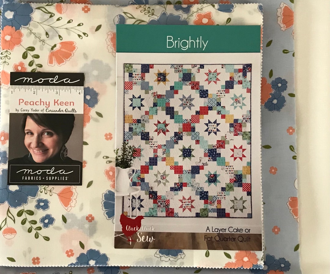 Peachy Keen for Moda Quilt Kit - 60” X 72” - Brightly Pattern by Cluck ...