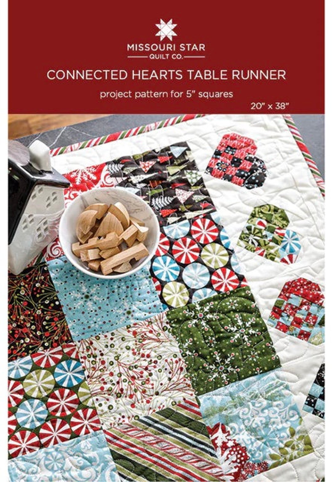 Connected Hearts Table Runner Quilt Kit -peppermint Bark Fabric by ...
