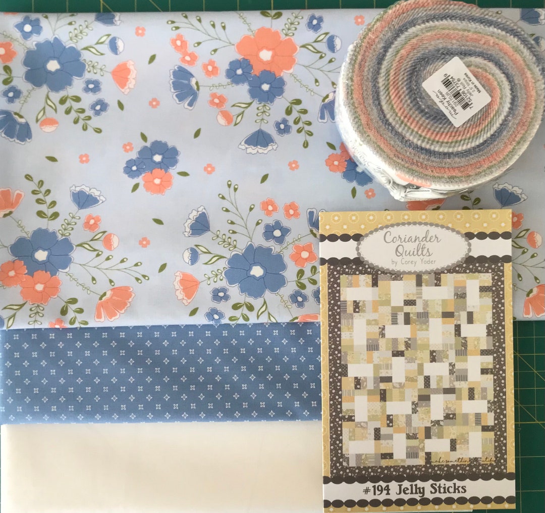 Peachy Keen Quilt Kit by Corey Yoder- (light Blue Border) - 56” X 68 ...