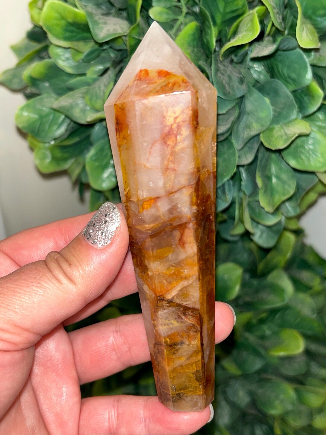 Beautiful Gemmy Golden Healer & Fire Quartz Tower Wand Birthday Gift ...