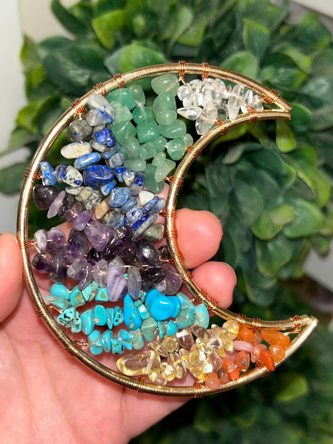 Beautiful 7 Chakra Crystal Chips Moon Birthday Gift Gift for Her Gift ...