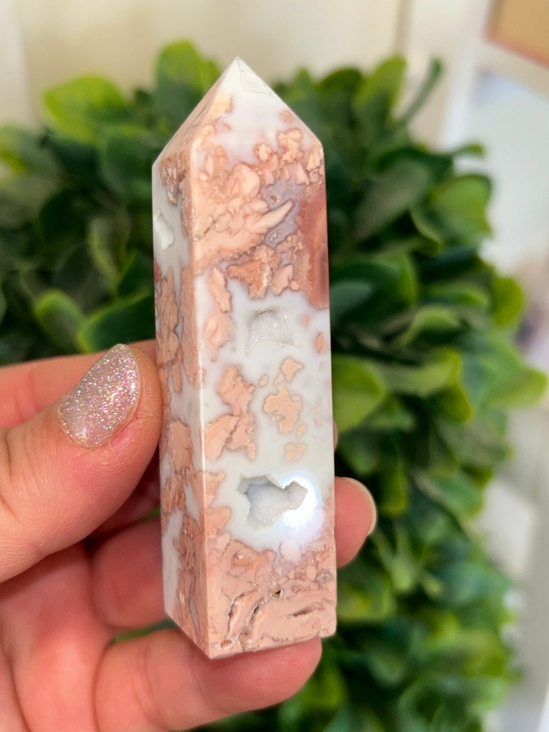 Pink & Blue Sugar Druzy Agate Tower Healing Meditation Reiki Witchy ...