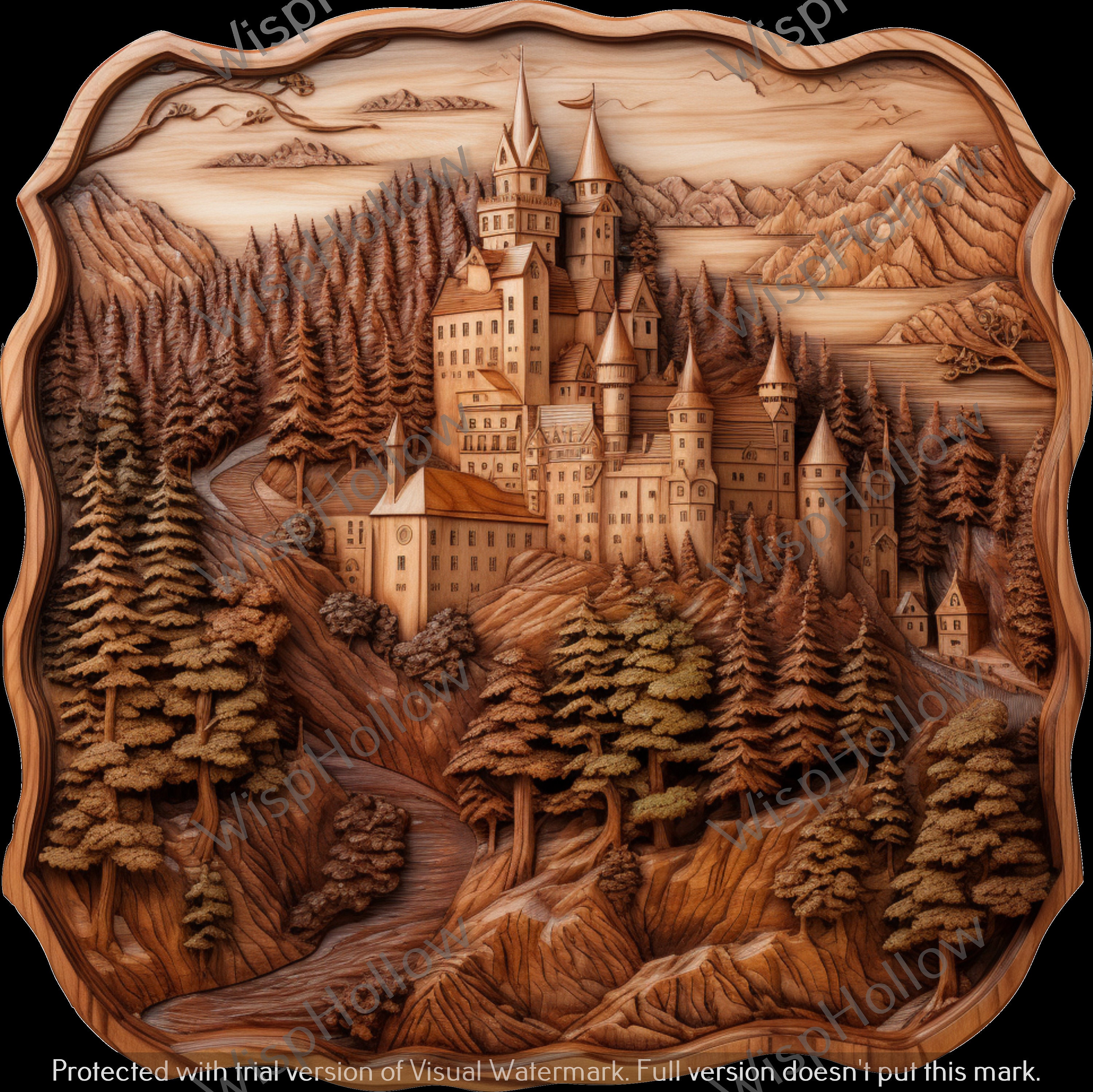 Fantasy Castle Castle Laser Engraving Design Glowforge Laser Engraving ...
