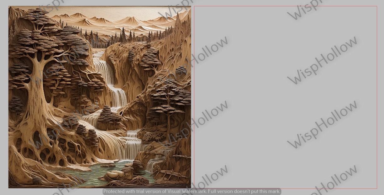 Waterfall Nature Laser Engraving Design Glowforge Laser Engraving File ...