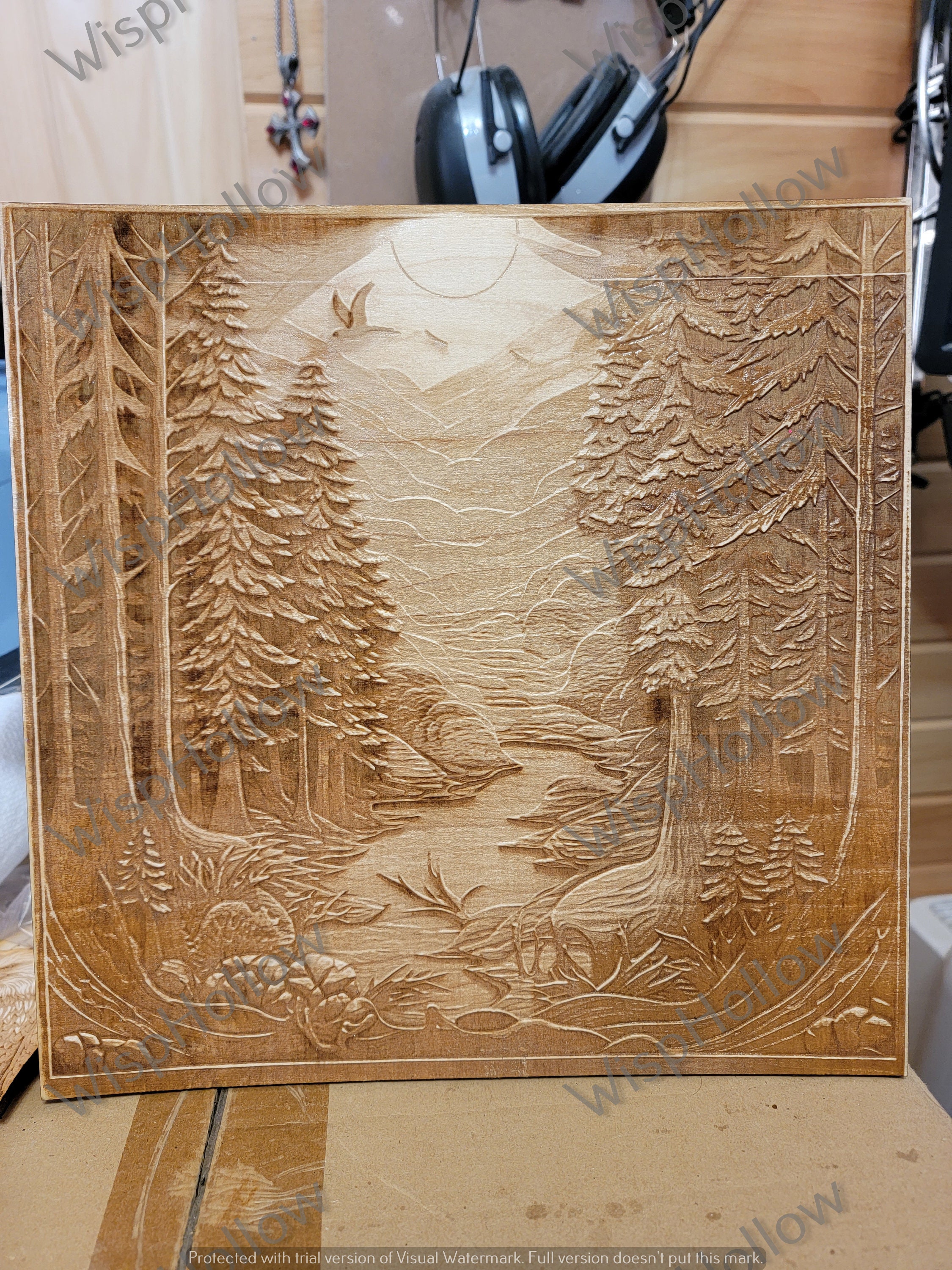 Forest Scene Laser Engraving File Digital File 3D Illusion PNG for ...