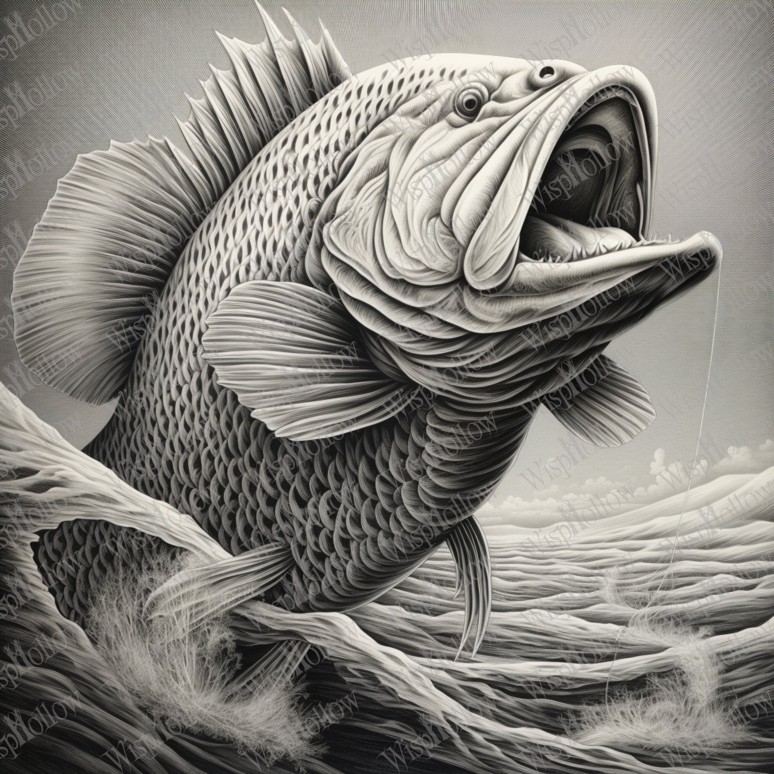 Fishing Fish Laser Engraving Design Glowforge Laser Engraving File ...