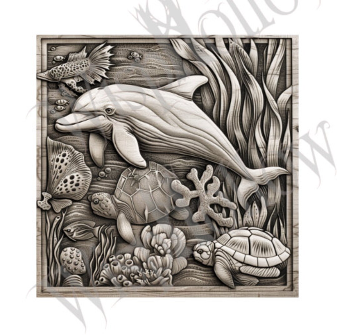 Dolphin | Underwater | Laser Engraving Design | Glowforge | Laser ...