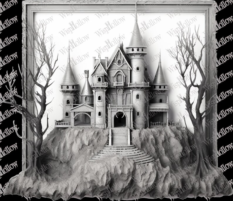 3D Castle Illusion Castle Laser Engraving Design Glowforge Laser ...
