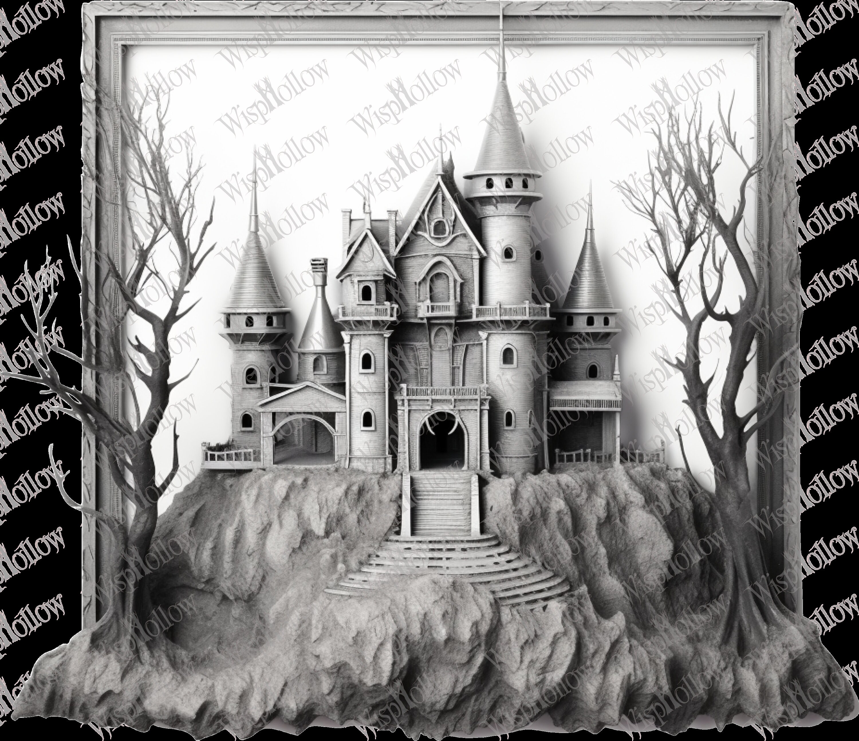 3D Castle Illusion Castle Laser Engraving Design Glowforge Laser ...