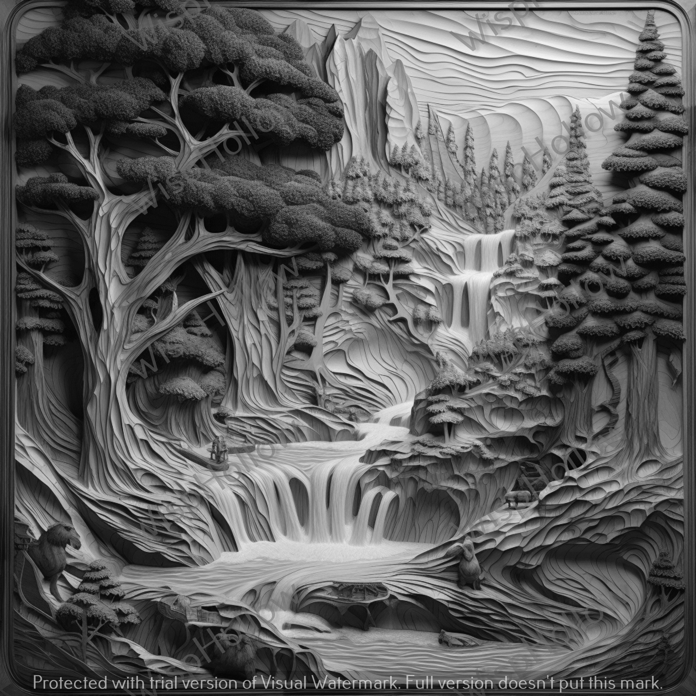 Waterfall Nature Laser Engraving Design Glowforge Laser Engraving File ...