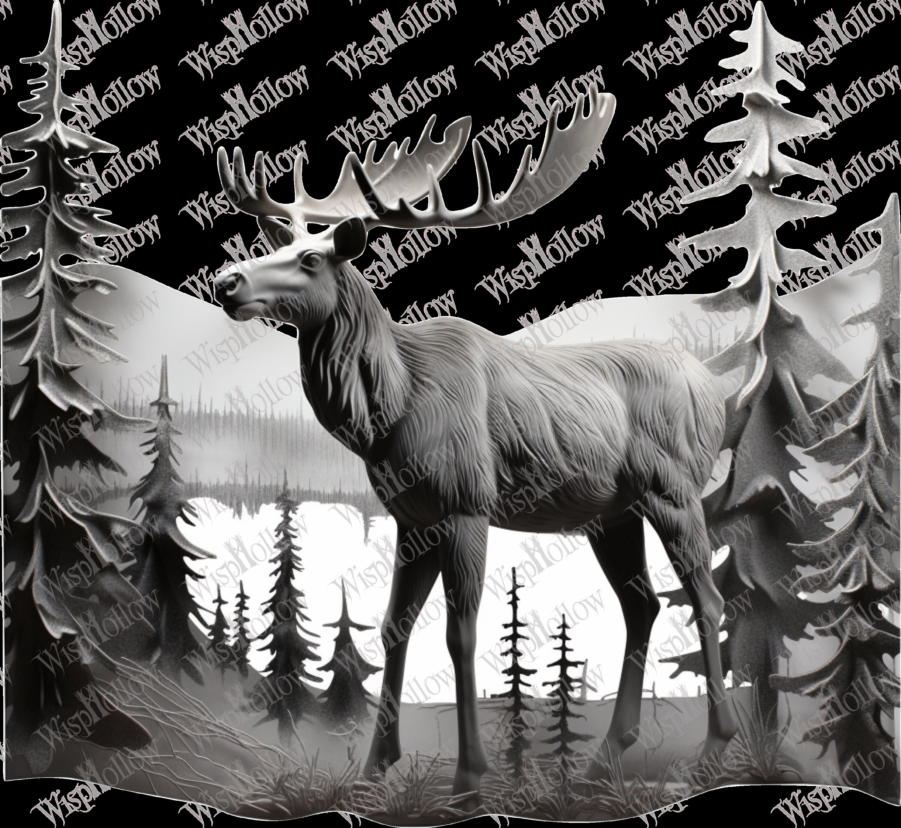 3D Moose Illusion Moose Laser Engraving Design Glowforge Laser ...
