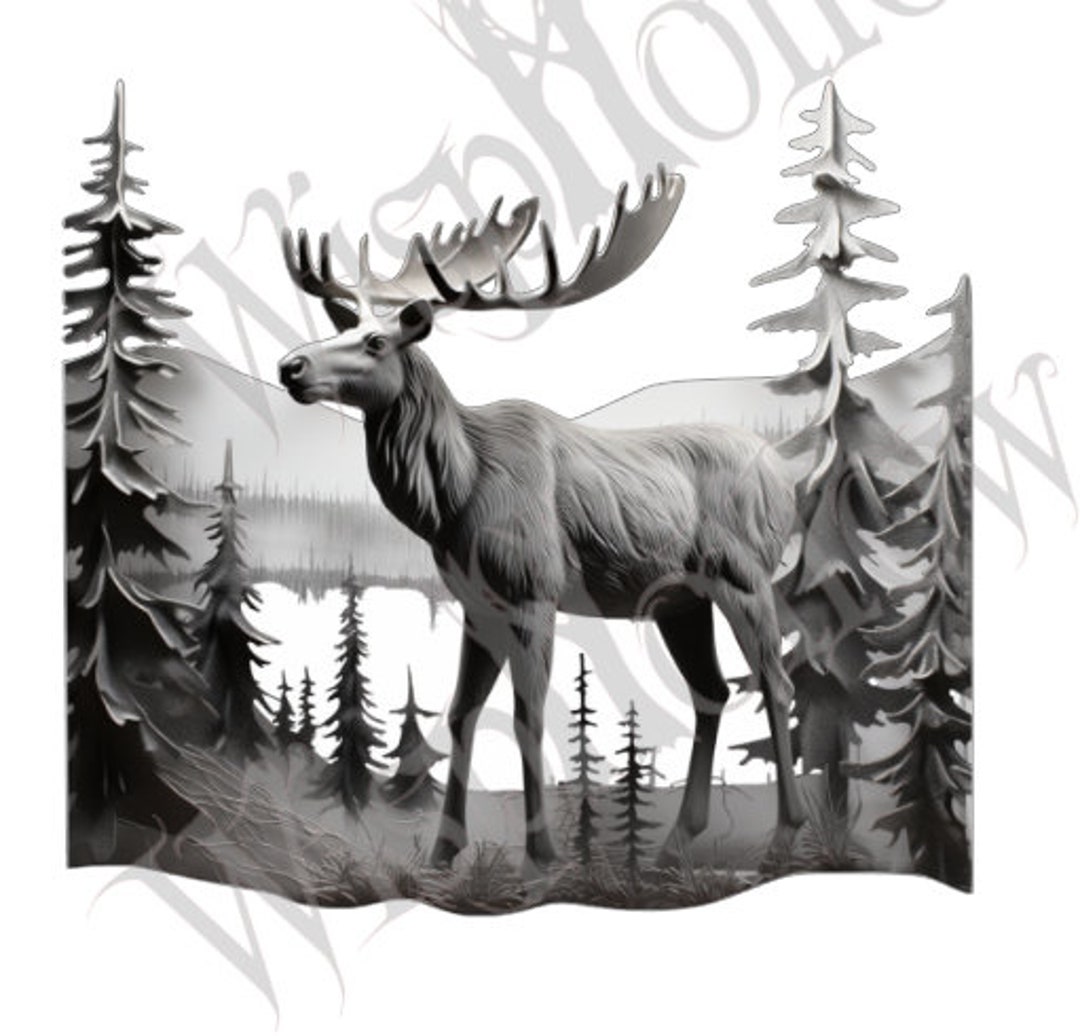3D Moose Illusion Moose Laser Engraving Design Glowforge Laser ...