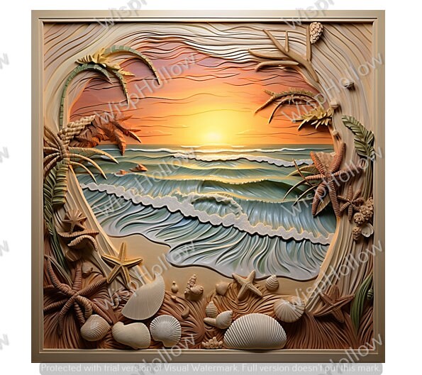 Beach Laser Engraving File Digital File 3D Illusion PNG for Engraving - Etsy