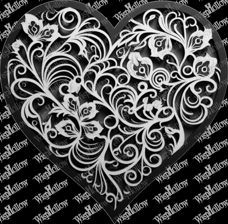 Valentines Day Heart Laser Engraving Design Glowforge Laser Engraving ...
