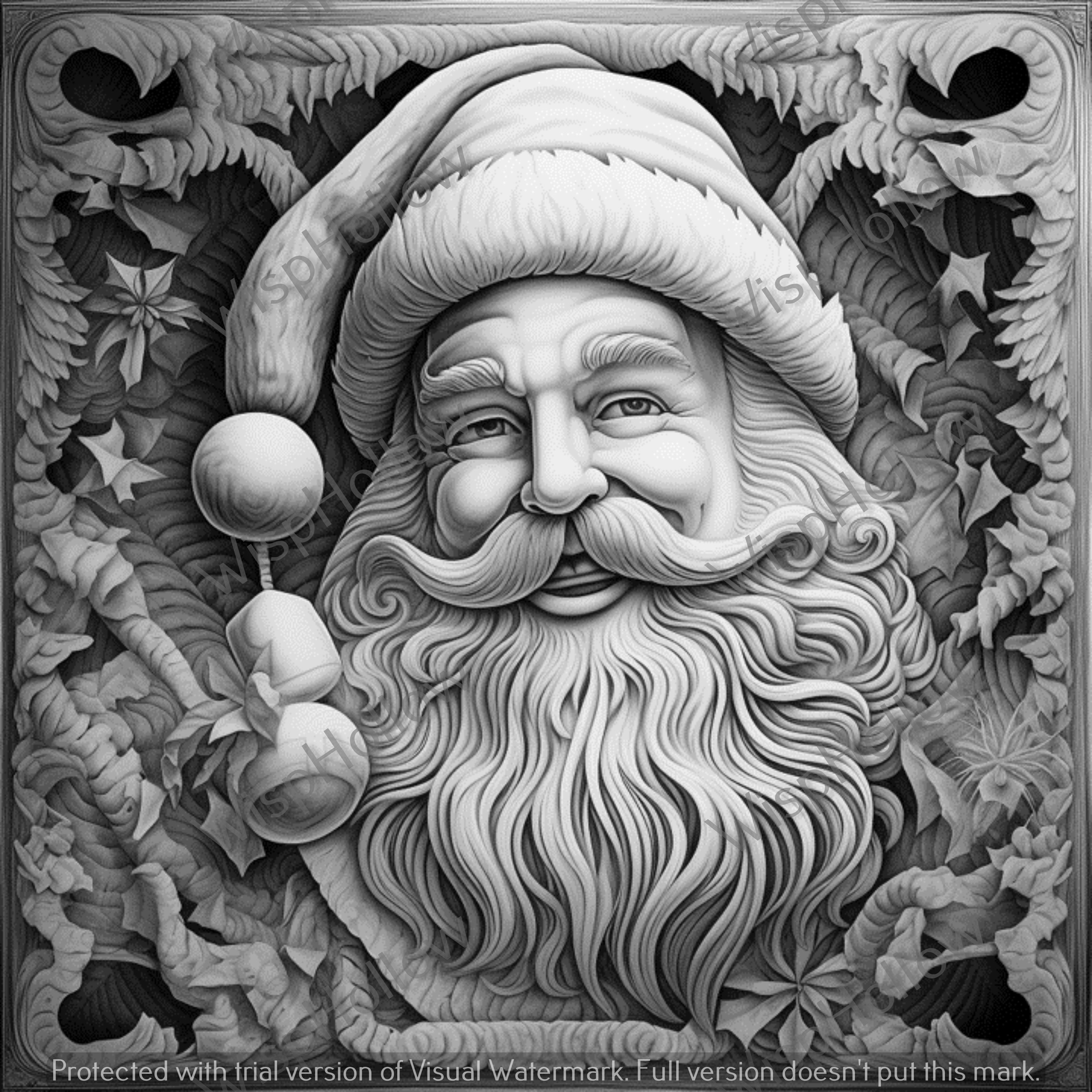 Santa Claus Christmas Laser Engraving Design Glowforge Laser Engraving ...