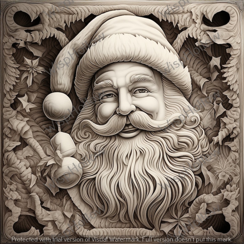 Santa Claus Christmas Laser Engraving Design Glowforge Laser Engraving ...