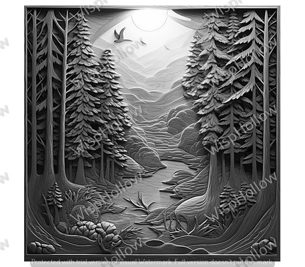 Forest Scene | Laser Engraving File | Digital File | 3D Illusion | PNG ...